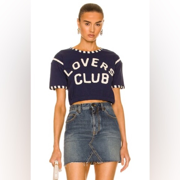 Saint Laurent | Tops | Saint Laurent Lovers Club Navy Blue Crop Top ...